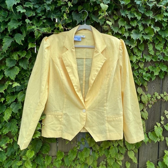 Vintage | Jackets & Coats | Vintage 8s Yellow Blazer | Poshmark